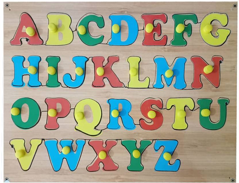 Kidosaurus English Alphabet Puzzle-Uppercase ABCD Wooden Puzzle Board ...