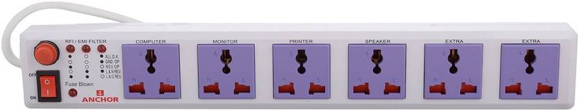 ANCHOR Power Strip 6 Way (22579) 6 Socket Extension Boards Price in ...