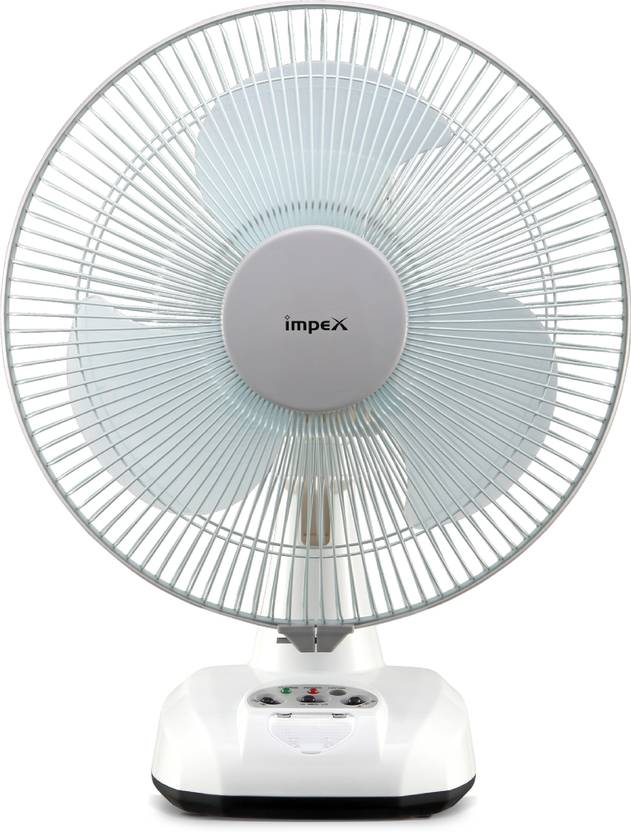 IMPEX Rechargeable Table Fan (BREEZE D3) with LED Light 305 mm Silent ...