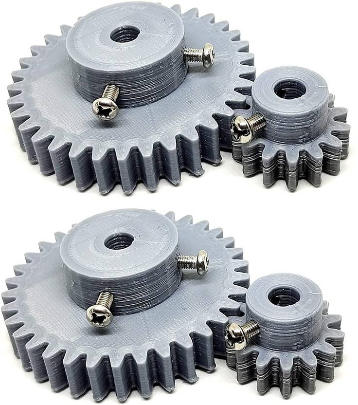 INVENTO 2pcs 3D Printed Plastic Spur Gear 14 Teeth + 34 Teeth, 1.5 ...