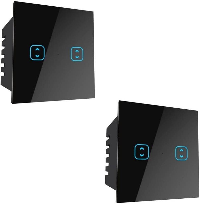 TEQOOZ 2 Way Smart Wi Fi Touch Switches Pack Of 2 Black Smart Switch teqooz-2-way-smart-wi-fi-touch-switches-pack-of-2-black-smart-switch