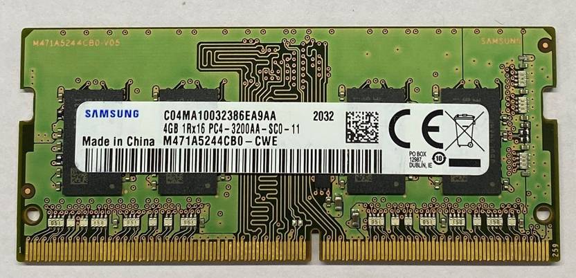 Samsung PC4-3200AA 1RX16 ,SODIMM LAPTOP MEMORY DDR4 4 GB (Single Channel) Laptop (M471A5244CB0 ...
