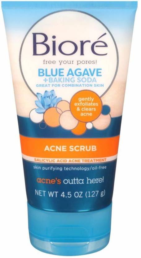 Biore Blue Agave and Baking Soda Acne Face Scrub 4.5 Ounce Scrub ...
