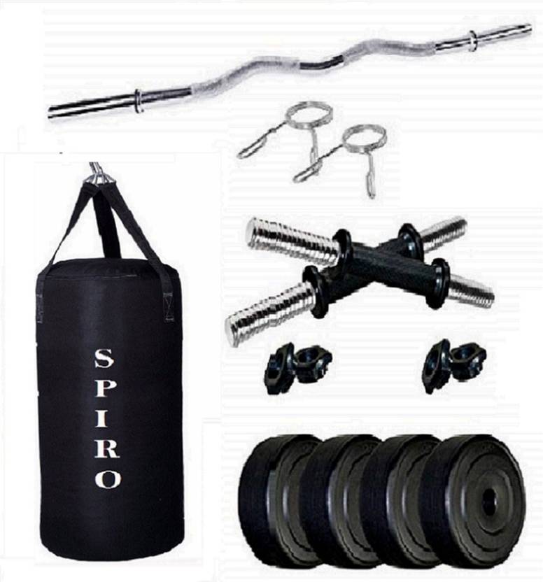 SPIRO Total Home Gym 40 Kg P V C Weight Plates 5 Kg X 4 20 Kg 2 spiro-total-home-gym-40-kg-p-v-c-weight-plates-5-kg-x-4-20-kg-2