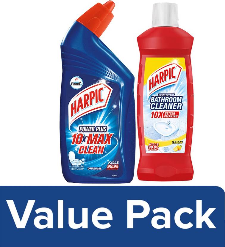 Harpic 500 ml Lemon Bathroom Cleaner & 500 ml Power Plus Regular Liquid Toilet Cleaner Price in ...