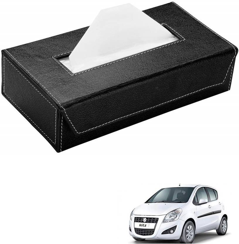 AuTO ADDiCT Car Tissue Box Paper Tissue Holder Black with 200 Sheets ...