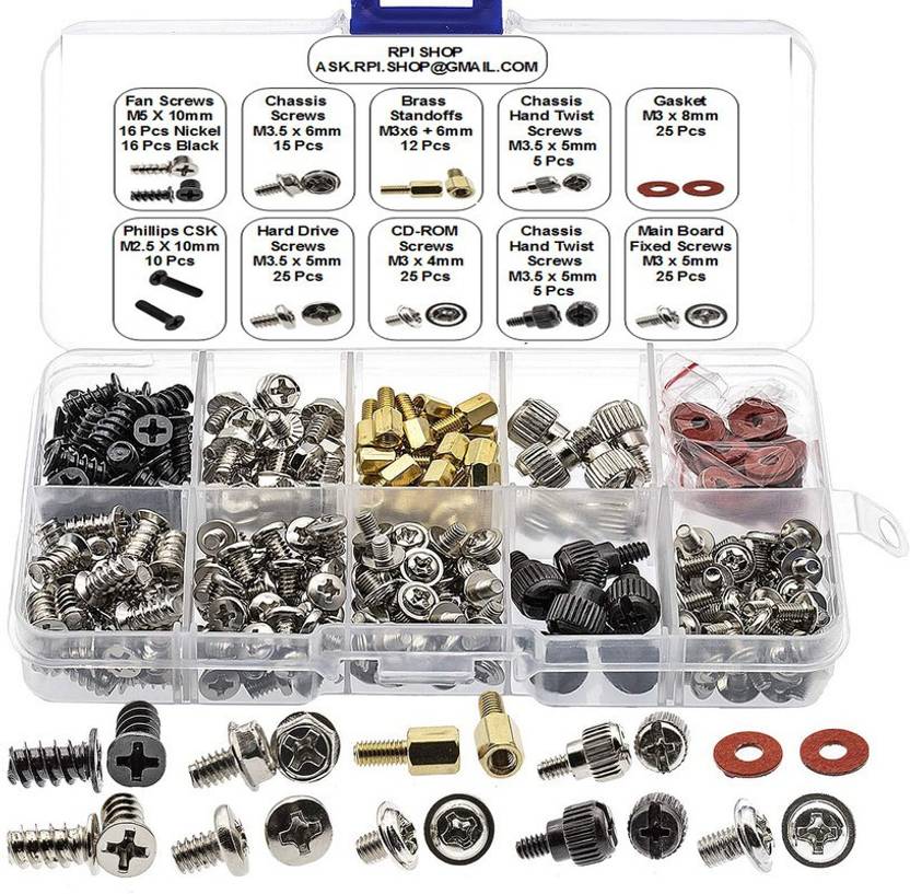 RPI SHOP Nut & Bolt Set - 179 pcs Screw Kit For PC Computer Screw ...