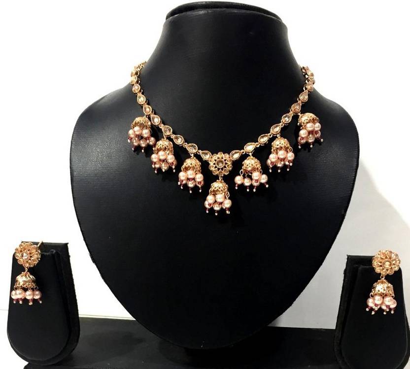 Saraswati Art Jewellery Brass Gold-plated Rose Gold Jewellery Set Price in India - Buy Saraswati ...