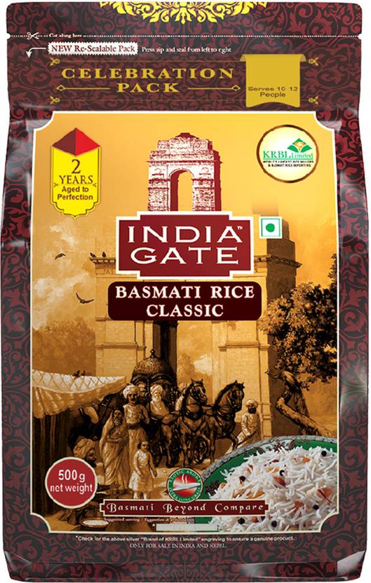 INDIA GATE Classic Extra Long Grains Basmati Rice (Long Grain, Polished ...