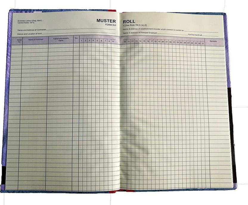 LRS Register of Muster roll Form XVI Rule 78 1-Part Register Price in ...