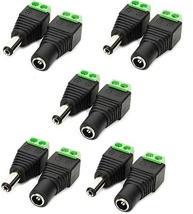 ATEKT Male Female Screw Terminal Connector 12V CCTV Adaptor Barrel ...