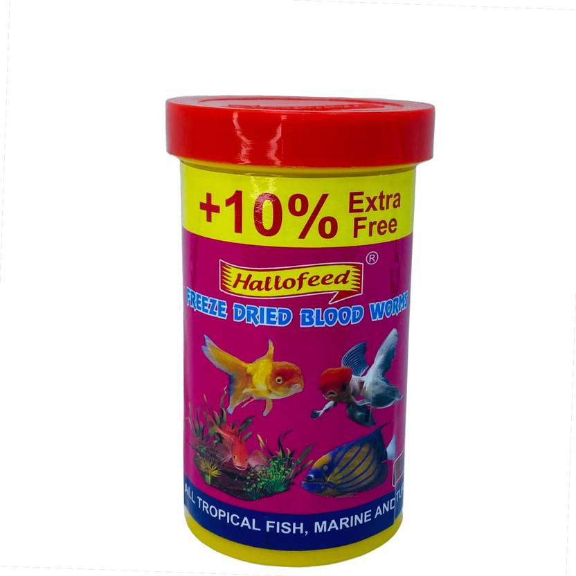 Hallofeed Freeze Dried Blood Worms Fish Food, 20 grams 0.02 kg Dry ...