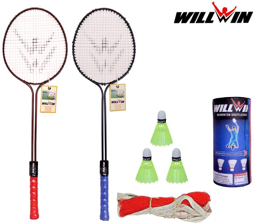 WILLWIN PB-500 Badmintion combo set of 2 racket, 3 Naylon Shuttle and 1 ...