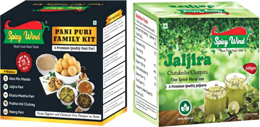 spicy wind INSTANT PANI PURI FAMILY KIT 75 PURI WITH ALOO MASALA & 3 ...