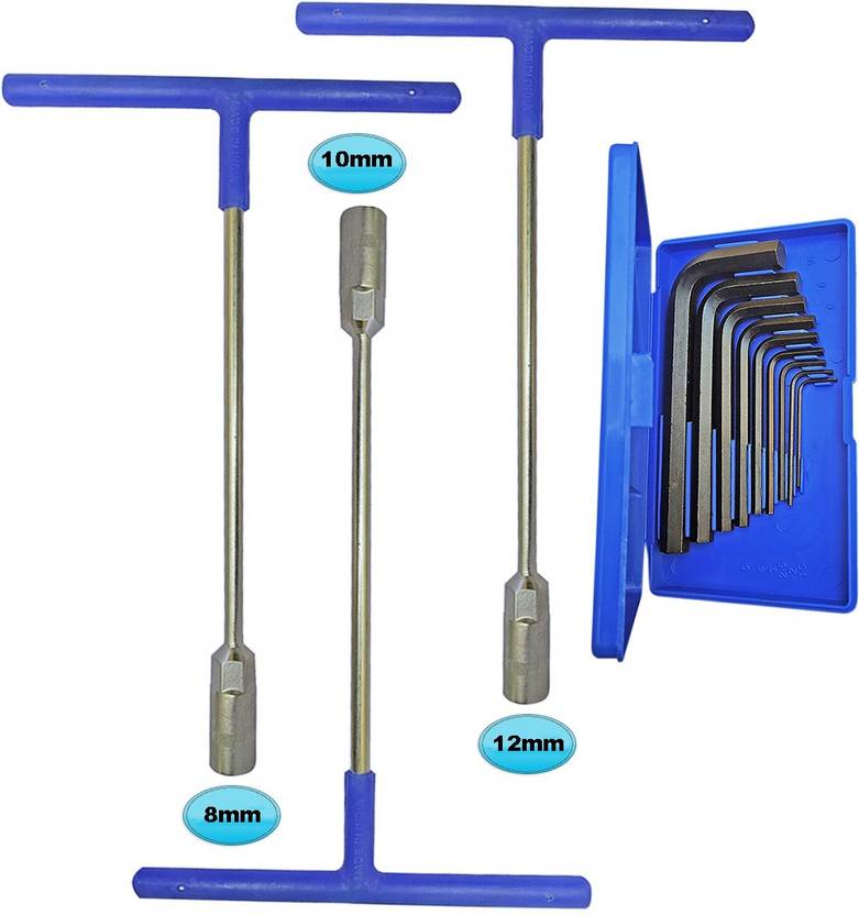 DUMDAAR Heavy duty 3pc T Spanner set 8mm 10mm and 12mm with 9pc Hex ...