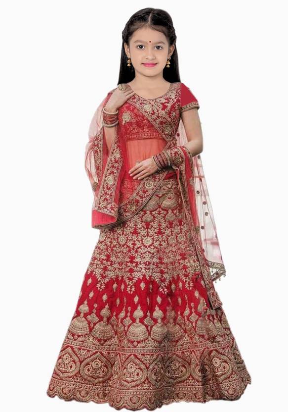 PILUDI Girls Lehenga Choli Ethnic Wear Embroidered Lehenga, Choli and ...