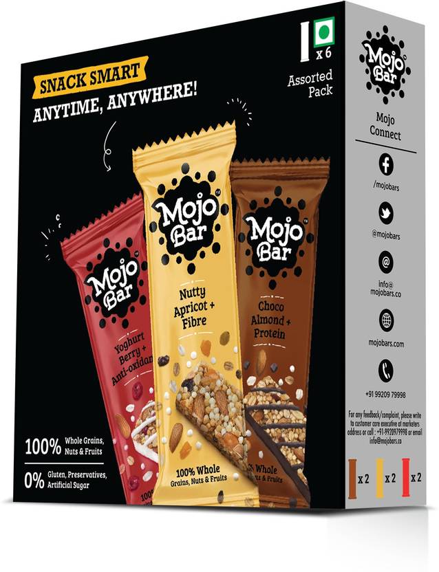 Mojo Bar Snack Bars, Choco Almond, Yoghurt Berry and Nutty Apricot ...