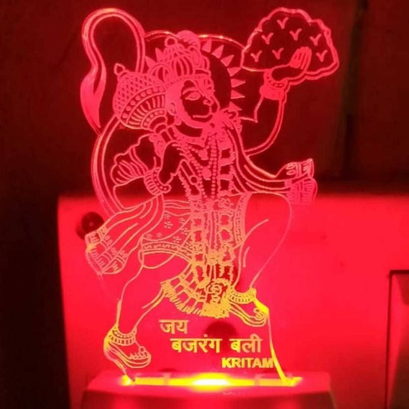 KRITAM The Hanuman ji 3D Illusion Night Lamp Comes with 7 Multicolor ...
