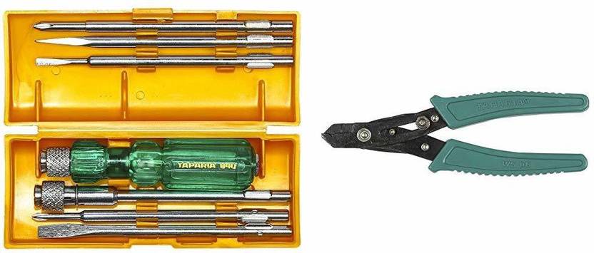 TAPARIA TP-840 Screw Driver Set with Neon Bulb (Silver and Green) & WS ...