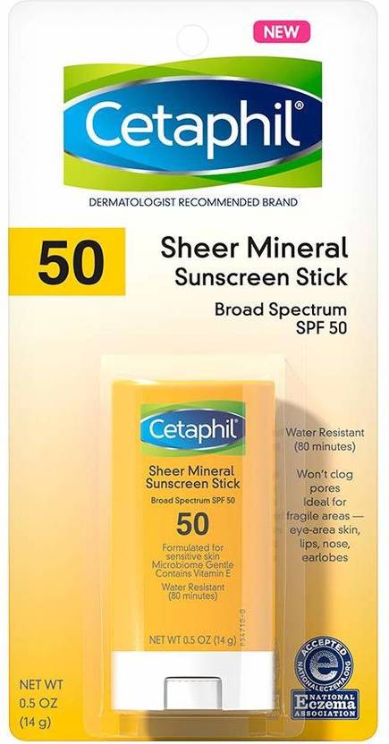 Cetaphil Sunscreen - SPF 50 PA+ Sheer Mineral Sunscreen Stick for Face ...