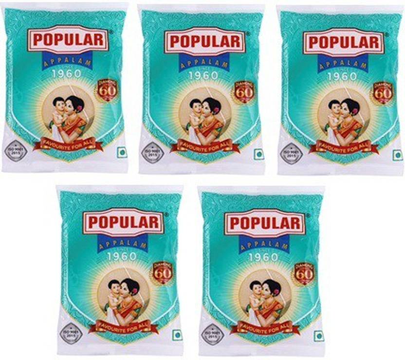 POPULAR APPALAM NO.1 80G Appalam (5 x 80g) 400G - Pack of 5 (Pack of 5 ...