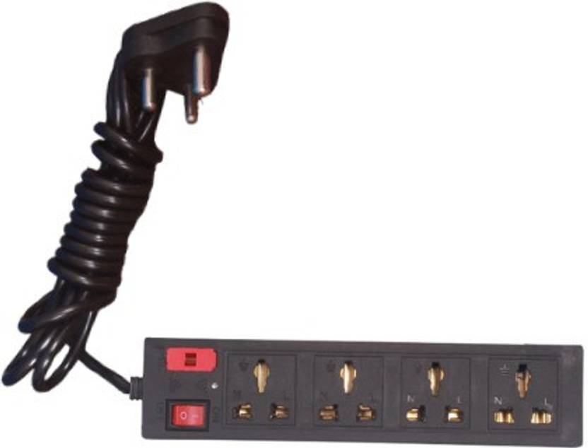 KL-TECH 4+1 Extension Board 4 2.5 M Long wire 6 Amp (Black) 6 A Three ...