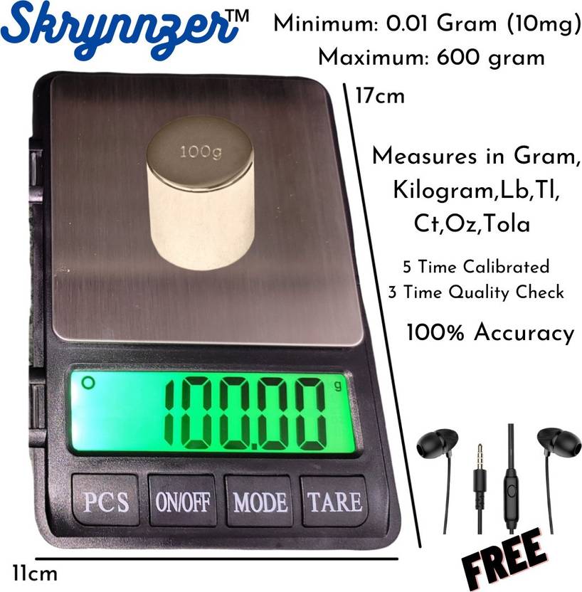 skrynnzer Free Earphone A-999 Jewellery Scale 0.01 gram (10mg) To 600 ...