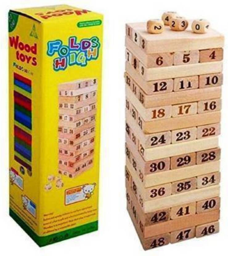 Pepino Superb 48 Pieces Wooden Blocks Mini Jenga Game Tumbling Stacking ...