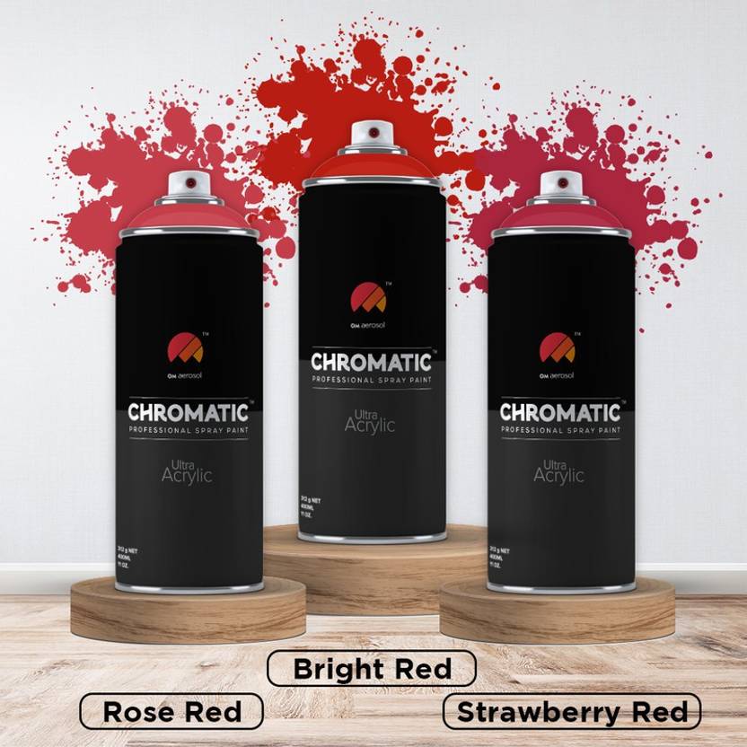 Chromatic Rose Red, Bright Red & Strawberry Red Spray Paint 400 ml ...