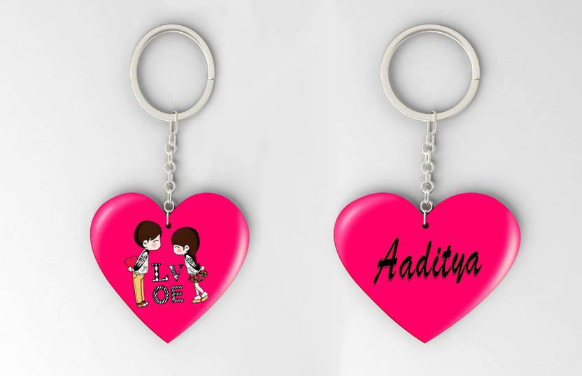 Festa Aditya Name Beautiful Heart Shape Wood Keychain Best Gifts for ...