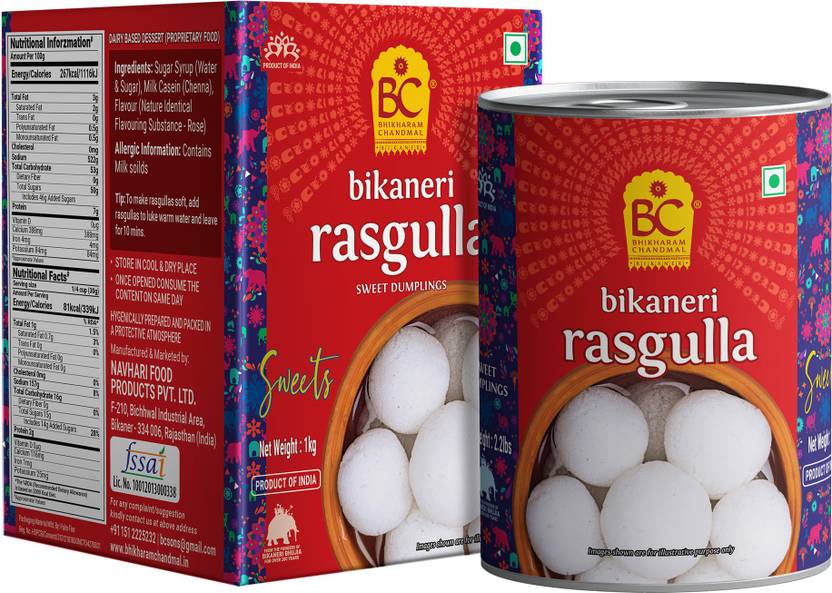BHIKHARAM CHANDMAL Rasgulla,Pack of 1 Tin Price in India - Buy ...