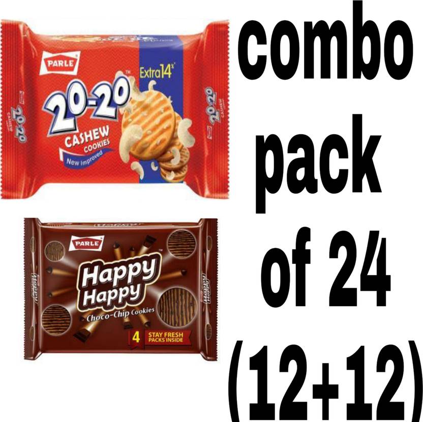 PARLE 20-20 biscuits 12 pkt and happy happy 12 pkt combo pack Plain ...