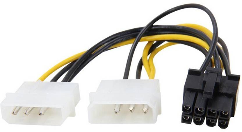 LipiWorld TV-out Cable 8 Pin PCI Express to Dual 4 Pin Molex LP4 Graphics Card Power Cable, 2 x ...