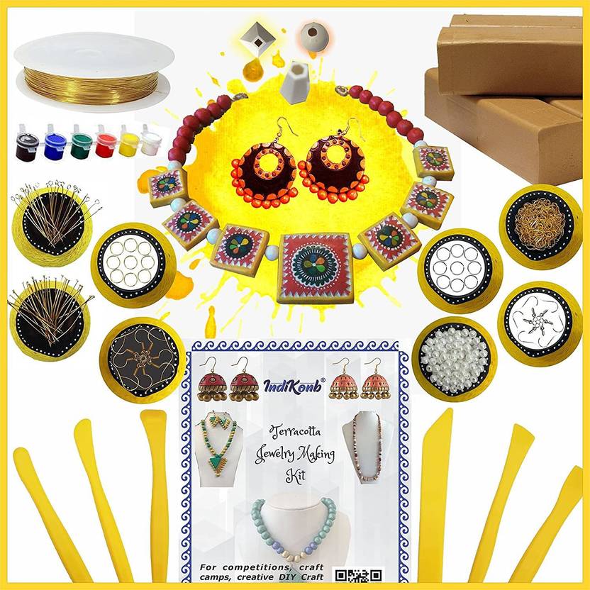 INDIKONB Terracotta Jewellery Making Kit Full Set | DIY Kit for Making ...