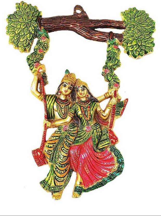 Puchka Gifts Radha Krishna Tree Jhula On Leaf Decorative Showpiece ...
