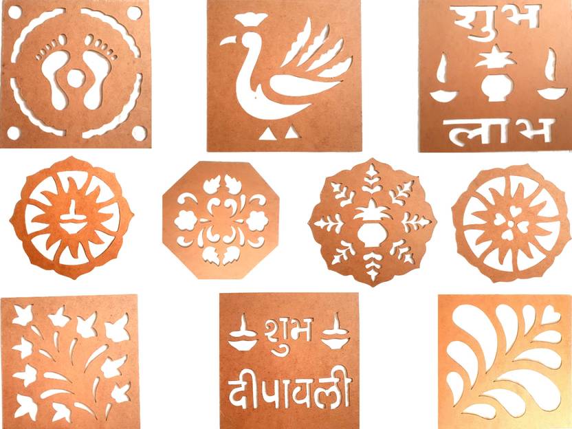 Artonezt MDF Wood Rangoli Stencil Diwali Floor Decoration Navratri ...