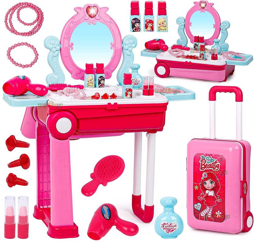 Toyvala Beauty Makeup Kit for Doll Girls Cosmetic Set 2 in 1 Vanity ...