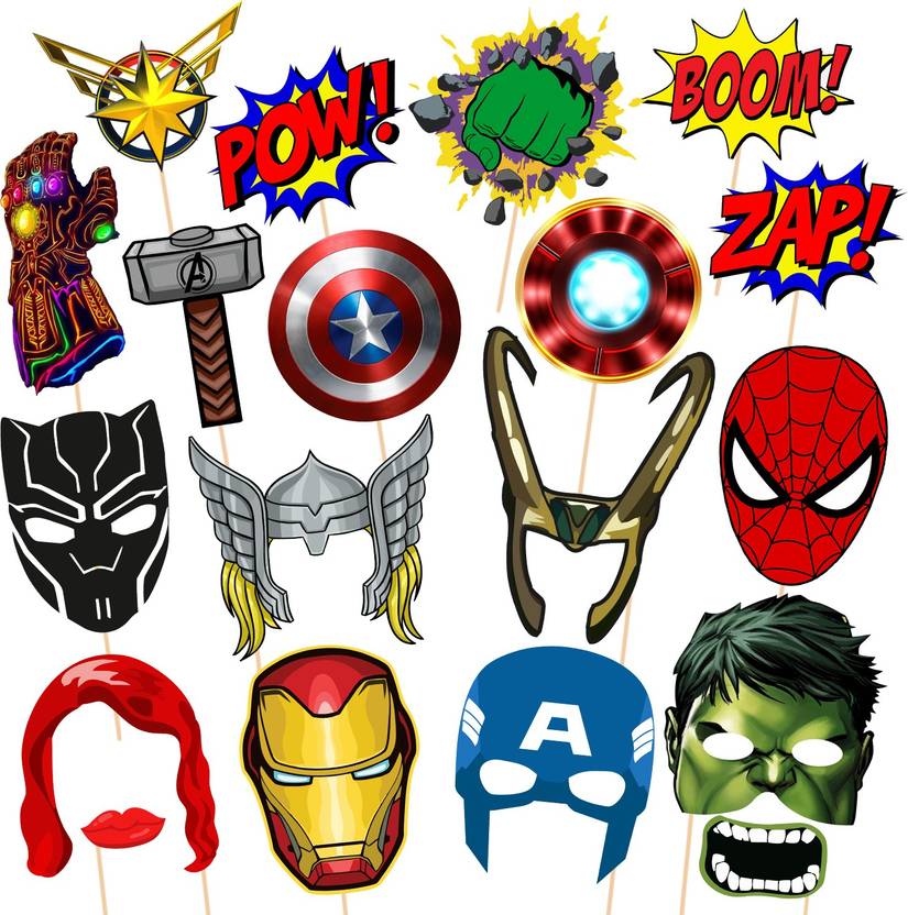 ZYOZI 19 Pcs Avengers photo booth props/Avenger birthday theme ...