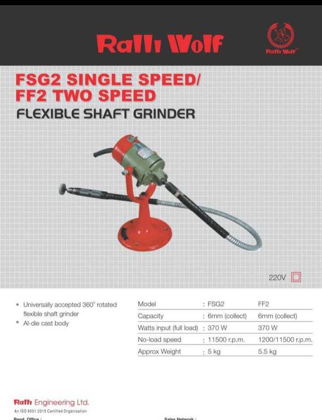 Ralli Wolf FLEXIBLE SHAFT GRINDER FF2 FLEXIBLE SHAFT GRINDER Rotary ...