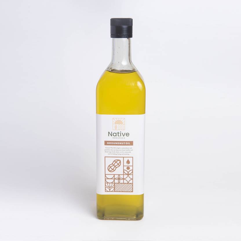 Native Organica Ground Nut Oil (1 Litre) Groundnut Oil Glass Bottle ...