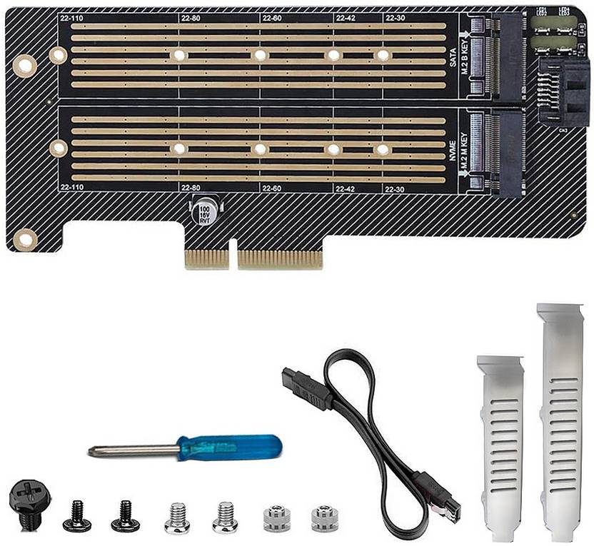 Verilux Dual M.2 PCIE Adapter for SATA or PCIE NVMe SSD,M.2 SSD NVME (m ...