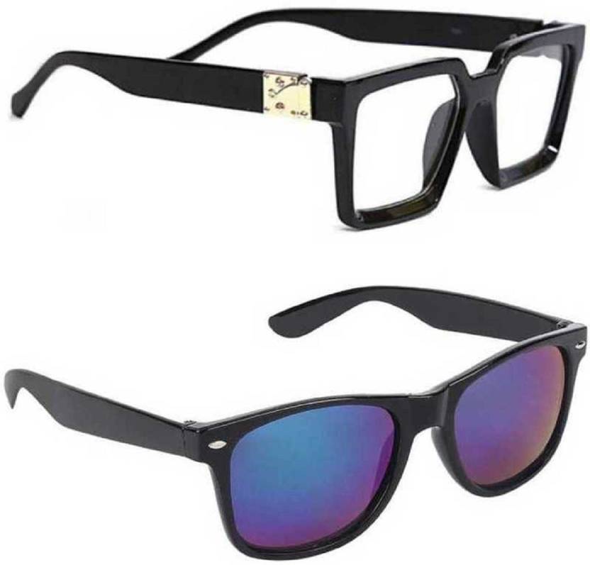 Buy sunwear Retro Square, Wayfarer Sunglasses Clear, Blue For Women ...