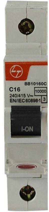 L&T 16A Single Pole 10KA C Curve Miniature Circuit Breaker ISI Mark MCB (Brown)- Pack of 1 ...