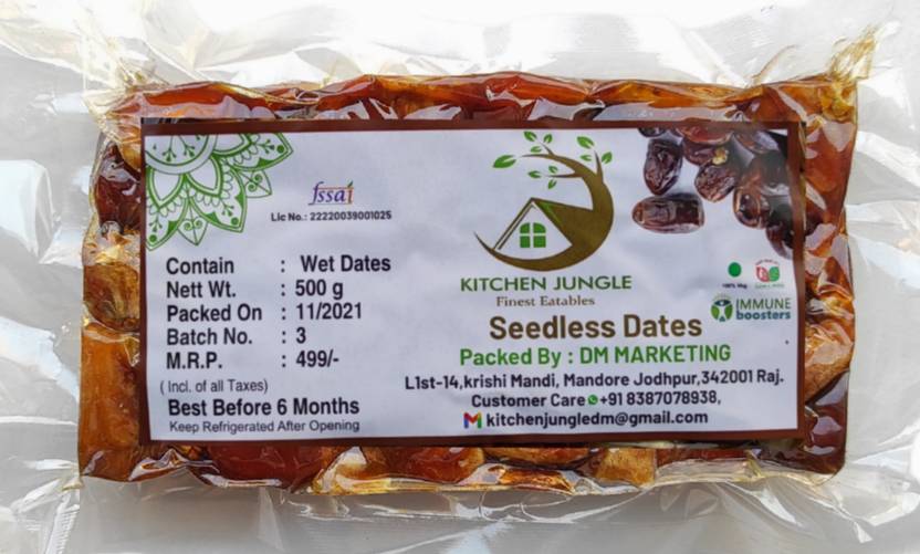 Kitchen Jungle Seedless Dates (1KG) Pin Khajur Arabian Dates, Dates Dry ...