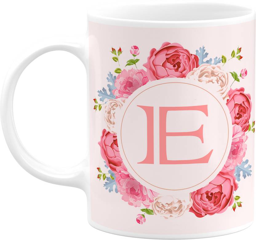 PrintingZone Alphabet E Letter E Colourful E Printed White Ceramic ...