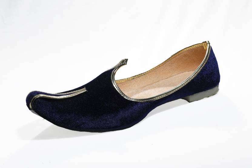 Stown Men's Ethnic Navy Blue Velvet Wedding and Sherwani Jutti, Mojari ...