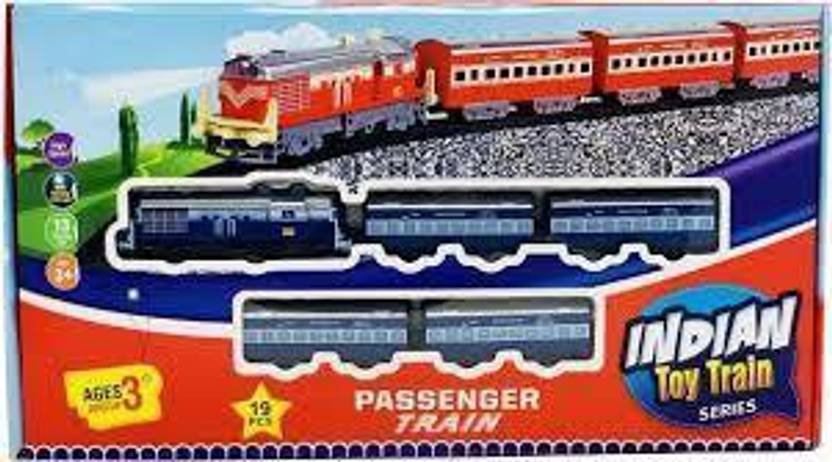 centy INDIAN PASSENGER BATTERY OPERATED TOY TRAIN SET BLUE (ENGINE SIZE ...