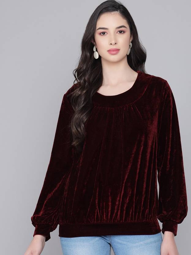 INFITROB Party Solid Women Maroon Top - Buy INFITROB Party Solid Women ...