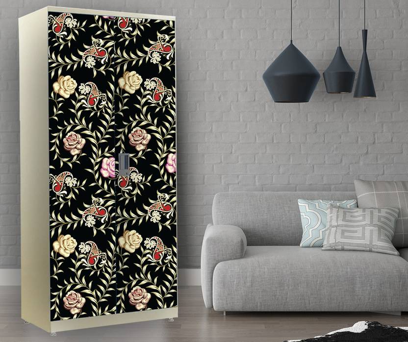 digital print world 195.58 cm Almirah Sticker Extra Large Floral Design ...
