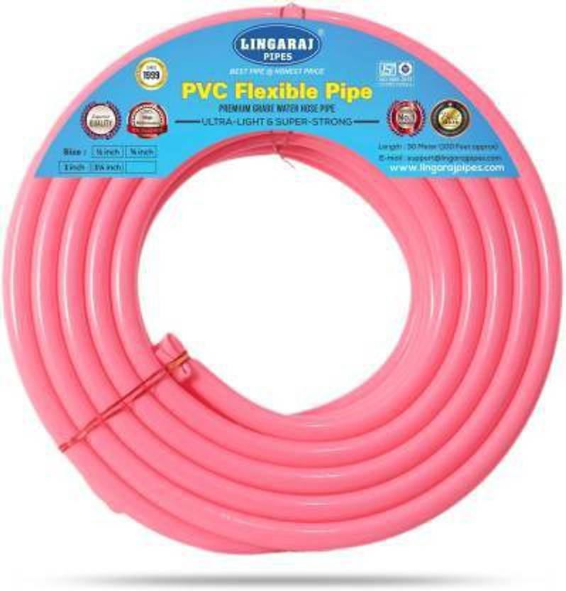 Lingaraj 0.5 Inch 30m Long Length, PVC Flexible Hose Pipe, Pink, Use ...